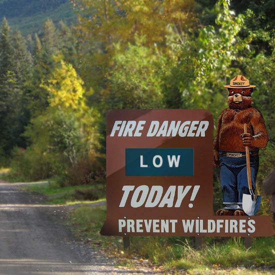 National Symbols Cache. Smokey Bear Fire Danger Sign - Left