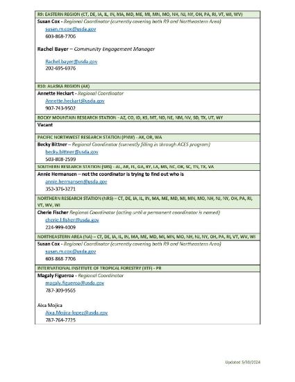 National Symbols Cache. Conservation Education Coordinators List